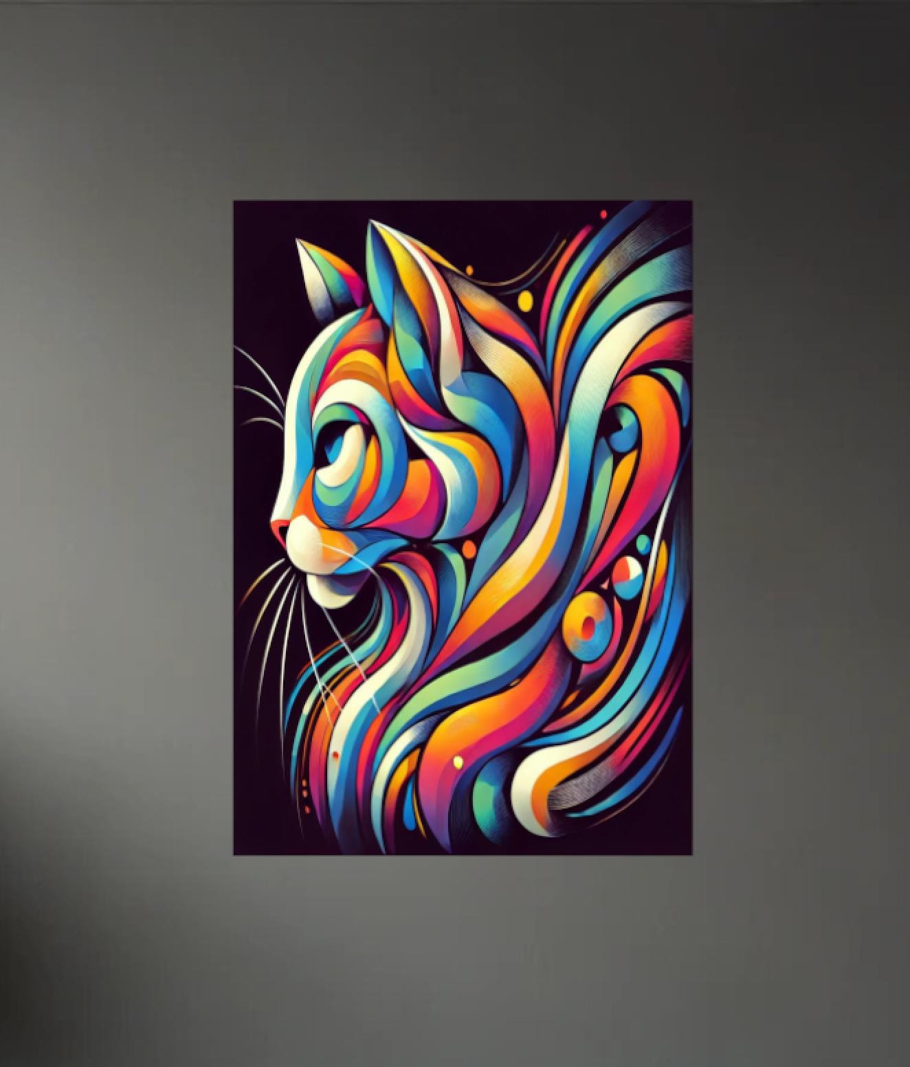 Colorful Abstract Pop Art Cat Poster - A3 Size, 300 DPI Digital Print ...