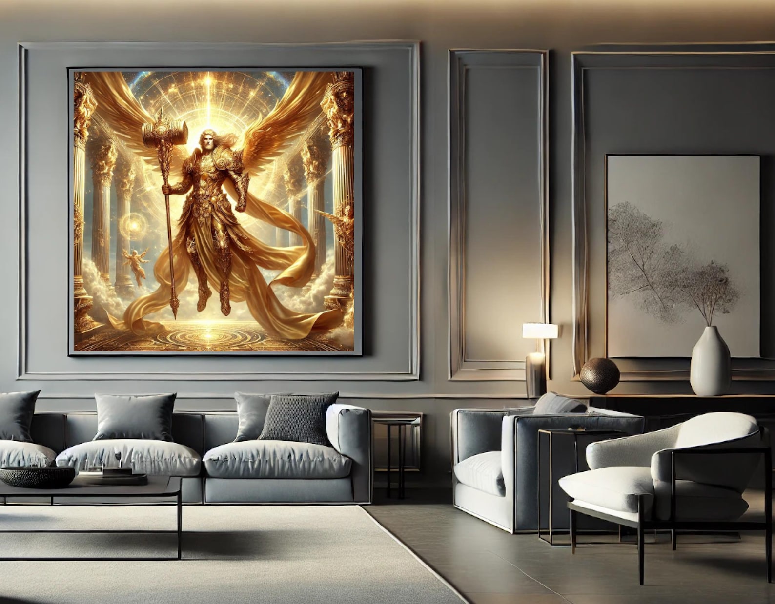 Majestic Golden Thor-inspired Warrior God - Celestial Divine Art Print ...