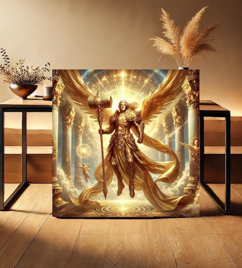 Majestic Golden Thor-inspired Warrior God - Celestial Divine Art Print ...