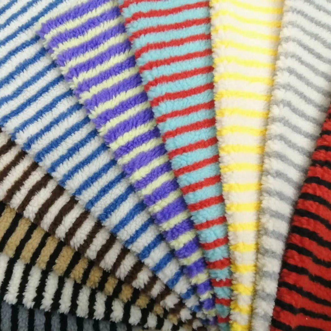 Striped Faux Lamb Fur Fabric – Soft Plush Fabric for Toys, Bags, Shoes ...