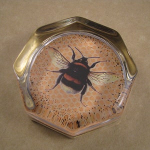 Bee Paperweight A, Black and Gold Bee, Octagon Paperweight, Bee Lover ...