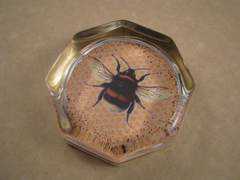Bee Paperweight A Black and Gold Bee Octagon Paperweight | Etsy