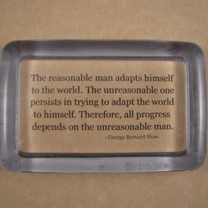George Bernard Shaw Reasonable Man Quote Quote Paperweight | Etsy