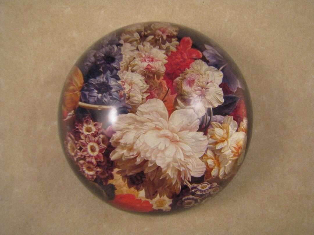 Floral Paperweight, Flowers in a Vase, Dome Paperweight, Van Brussel ...