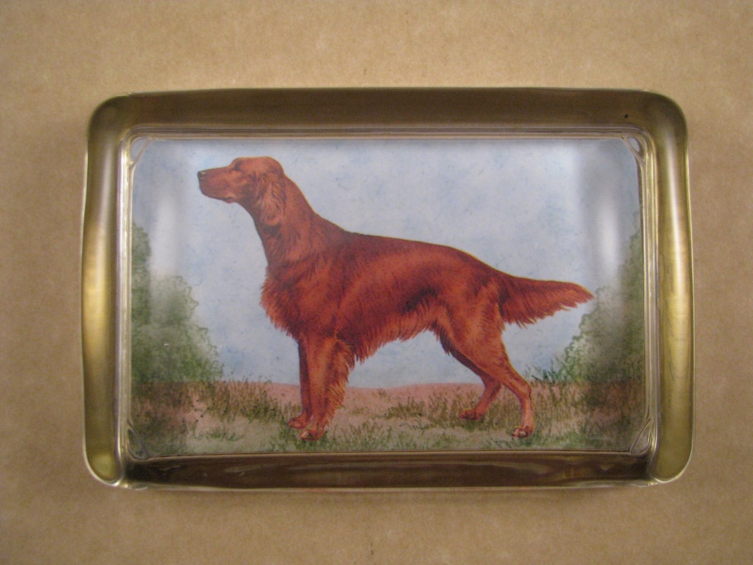 Irish Setter Paperweight, Dog Paperweight, Large Rectangle, Glass ...