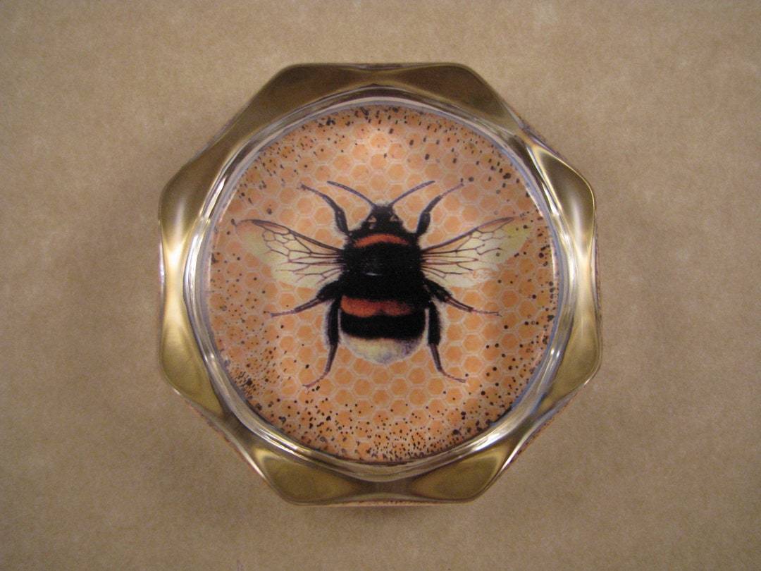 Bee Paperweight A, Black and Gold Bee, Octagon Paperweight, Bee Lover ...
