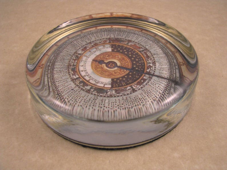 Clock Paperweight Calendar Dial Clock Lunar Clock Glass - Etsy