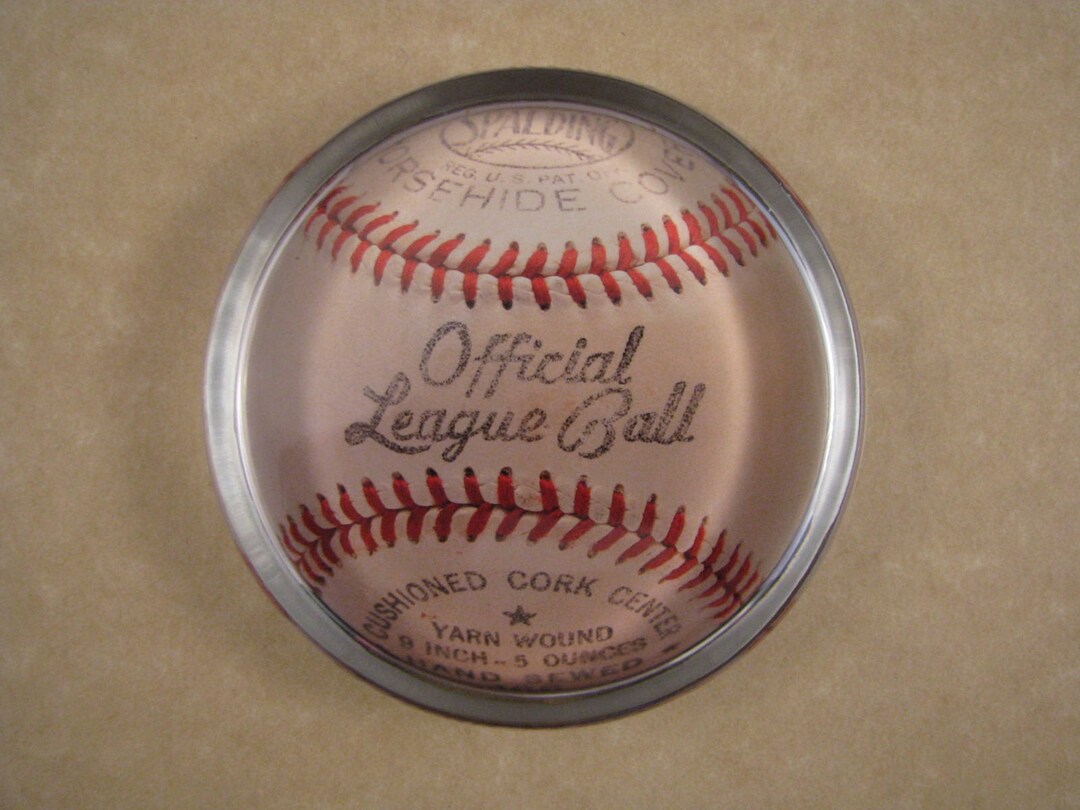 Official League Spalding Baseball Large Round Glass Paperweight - Etsy