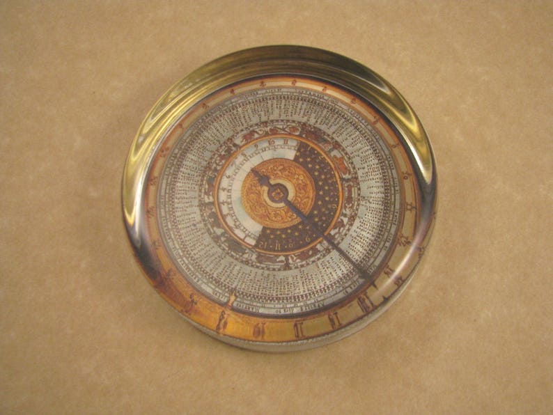 Clock Paperweight Calendar Dial Clock Lunar Clock Glass - Etsy