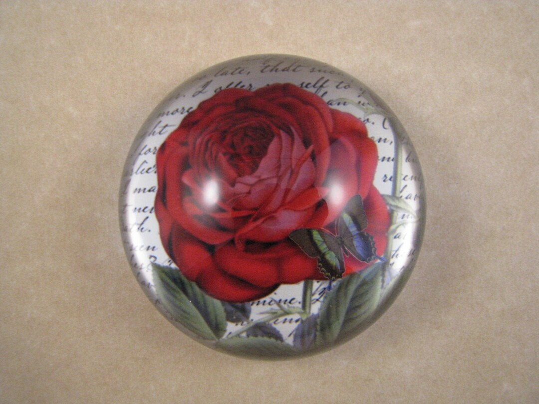 Red Rose Medium Dome Glass Paperweight - Etsy Singapore