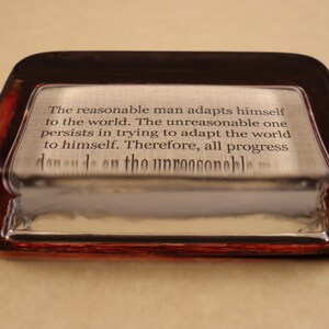George Bernard Shaw, Reasonable Man Quote, Quote Paperweight, Glass ...
