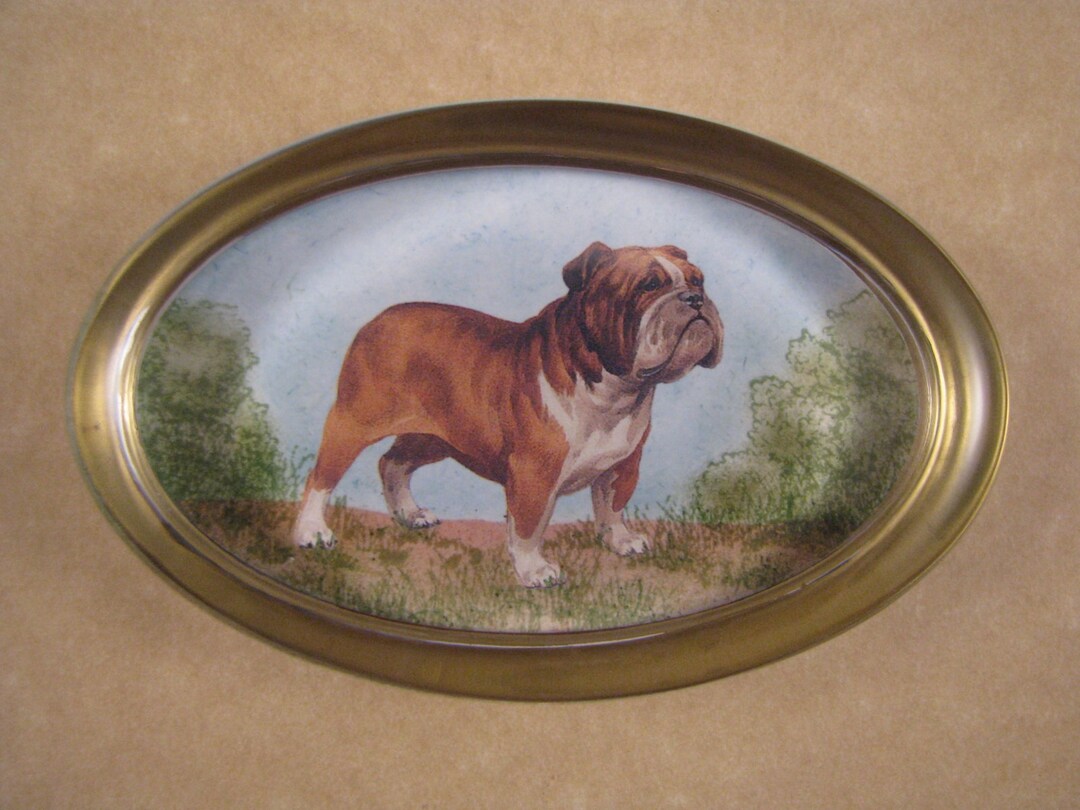 Bulldog Oval Glass Paperweight, Dog Portrait - Etsy