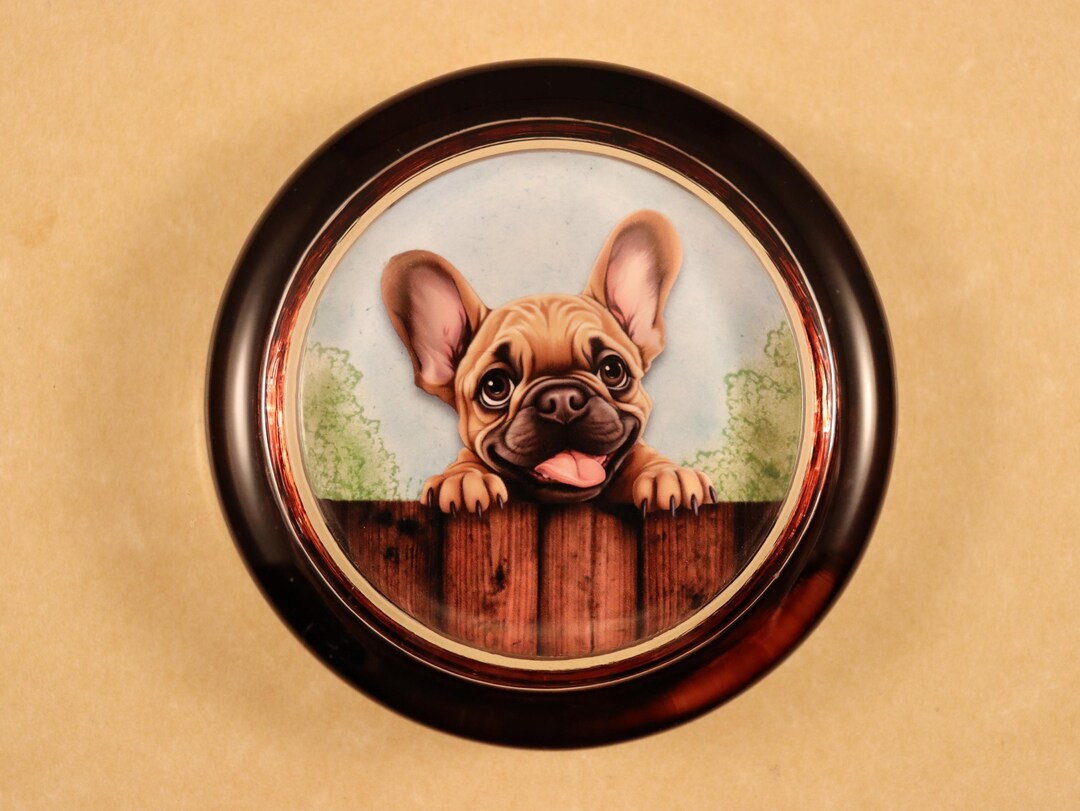 French Bulldog Paperweight, Round Paperweight, Glass Paperweight ...