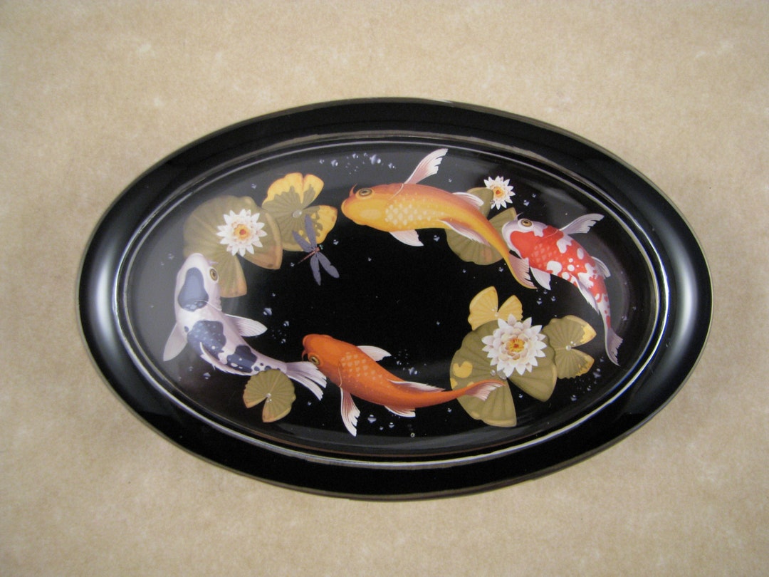 Koi Paperweight, Water Lily Paperweight, Oval Paperweight, Fish ...