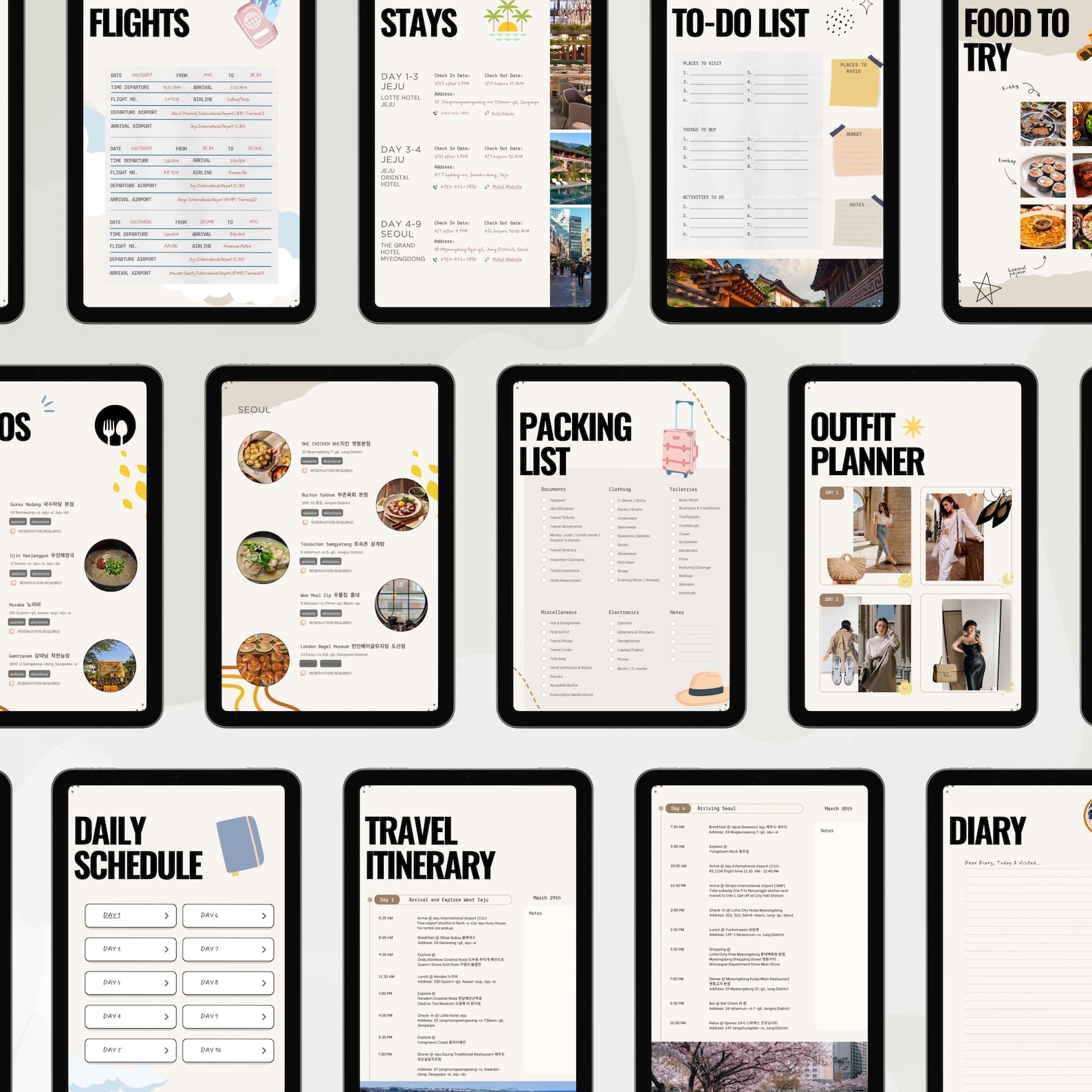 Editable Travel Itinerary Template: Vacation Planner (digital Download ...