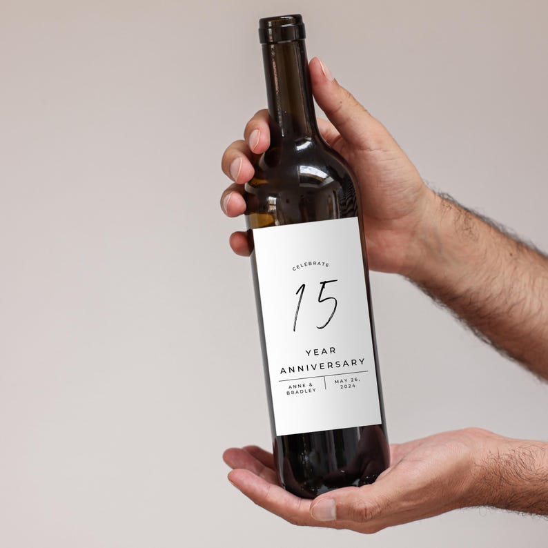Modern Anniversary Wine Bottle Labels: Milestone Template (digital ...