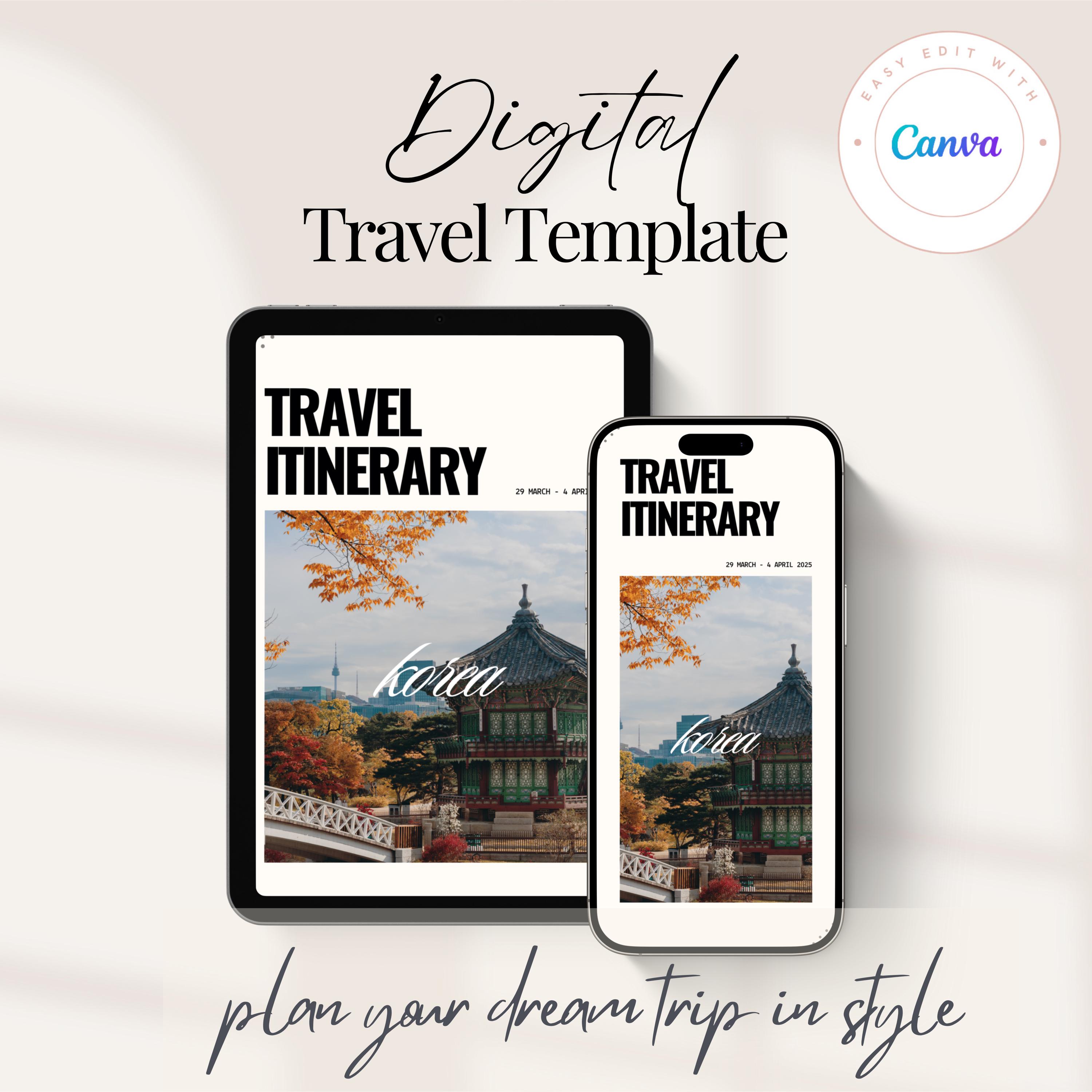 Editable Travel Itinerary Template | Vacation Trip Planner Digital ...