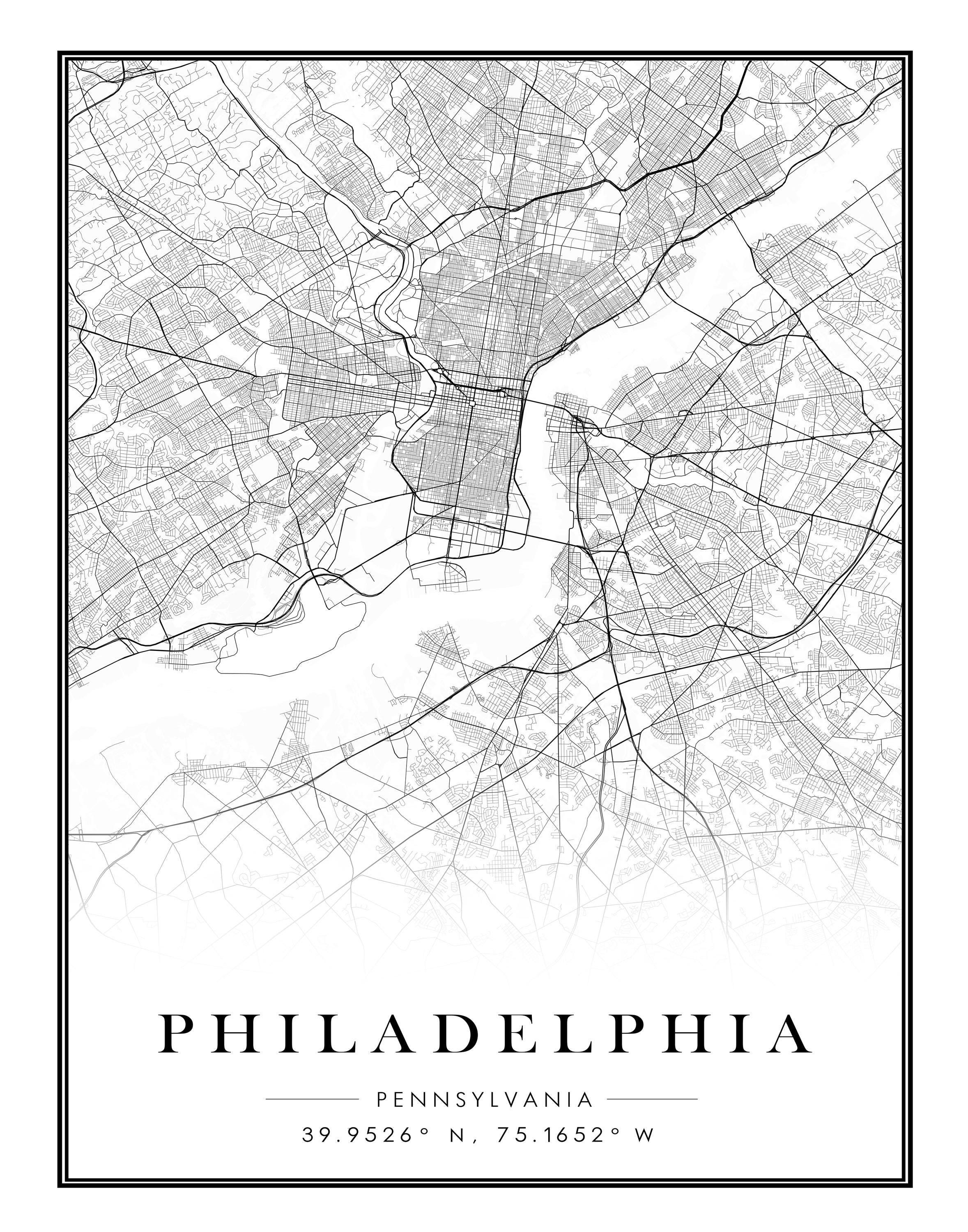 Map of Philadelphia, PA - Etsy