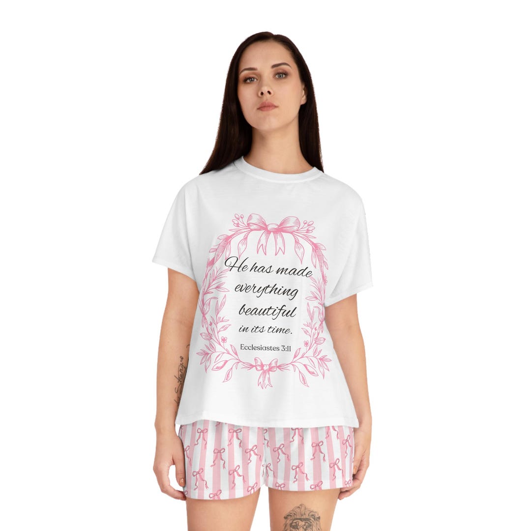 Biblical Quote Women's Pajama Set, Gift for Her, Faith-inspired Lounge ...