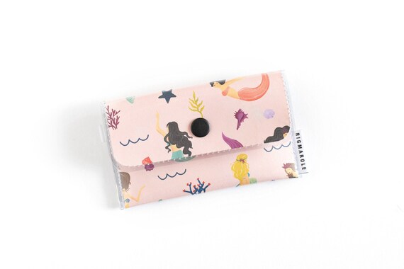 Mermaids on Pink Wipeable Vinyl Card Wallet - Etsy