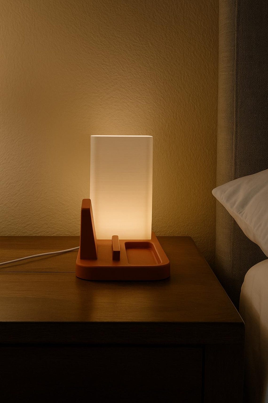 LED Desk Lamp | USB Nightstand Lamp With Phone Holder & Trinket Tray ...