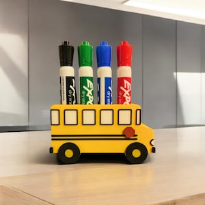 School Bus Magnetic Marker Holder | Whiteboard Organizer for Classroom ...