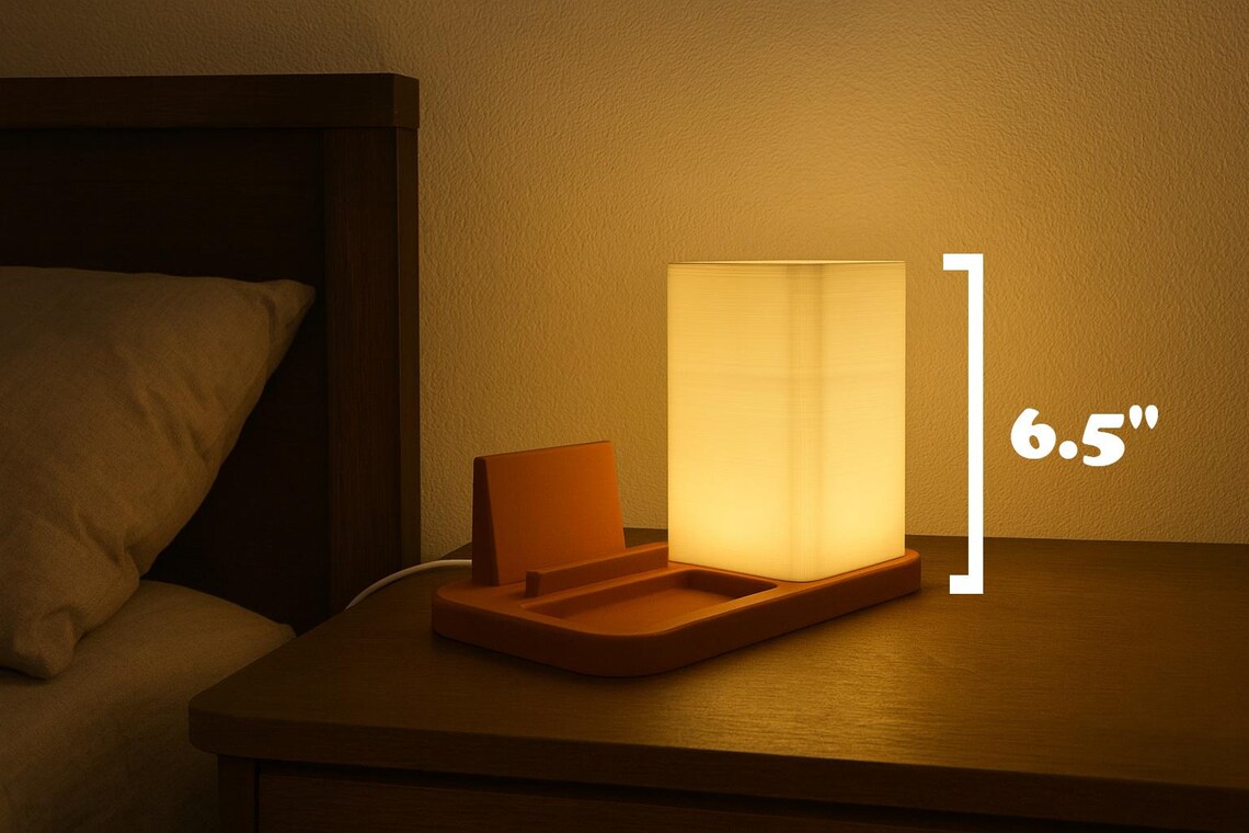 LED Desk Lamp | USB Nightstand Lamp With Phone Holder & Trinket Tray ...
