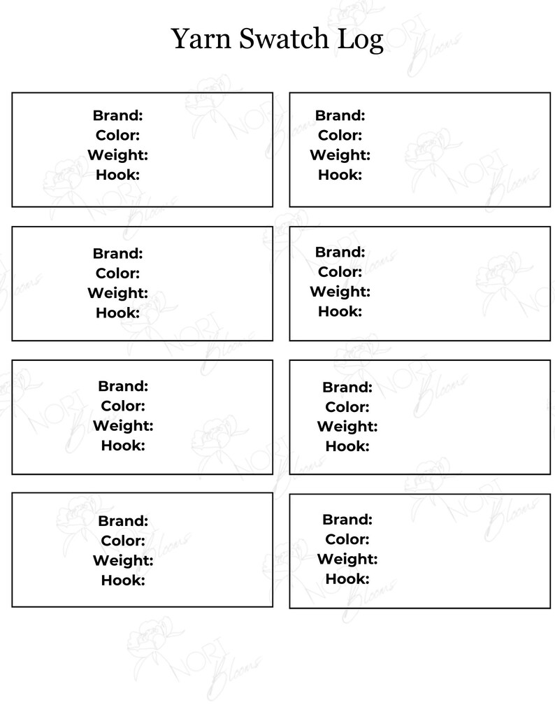 Printable Yarn Swatch Card | PDF Digital Download for Crochet ...