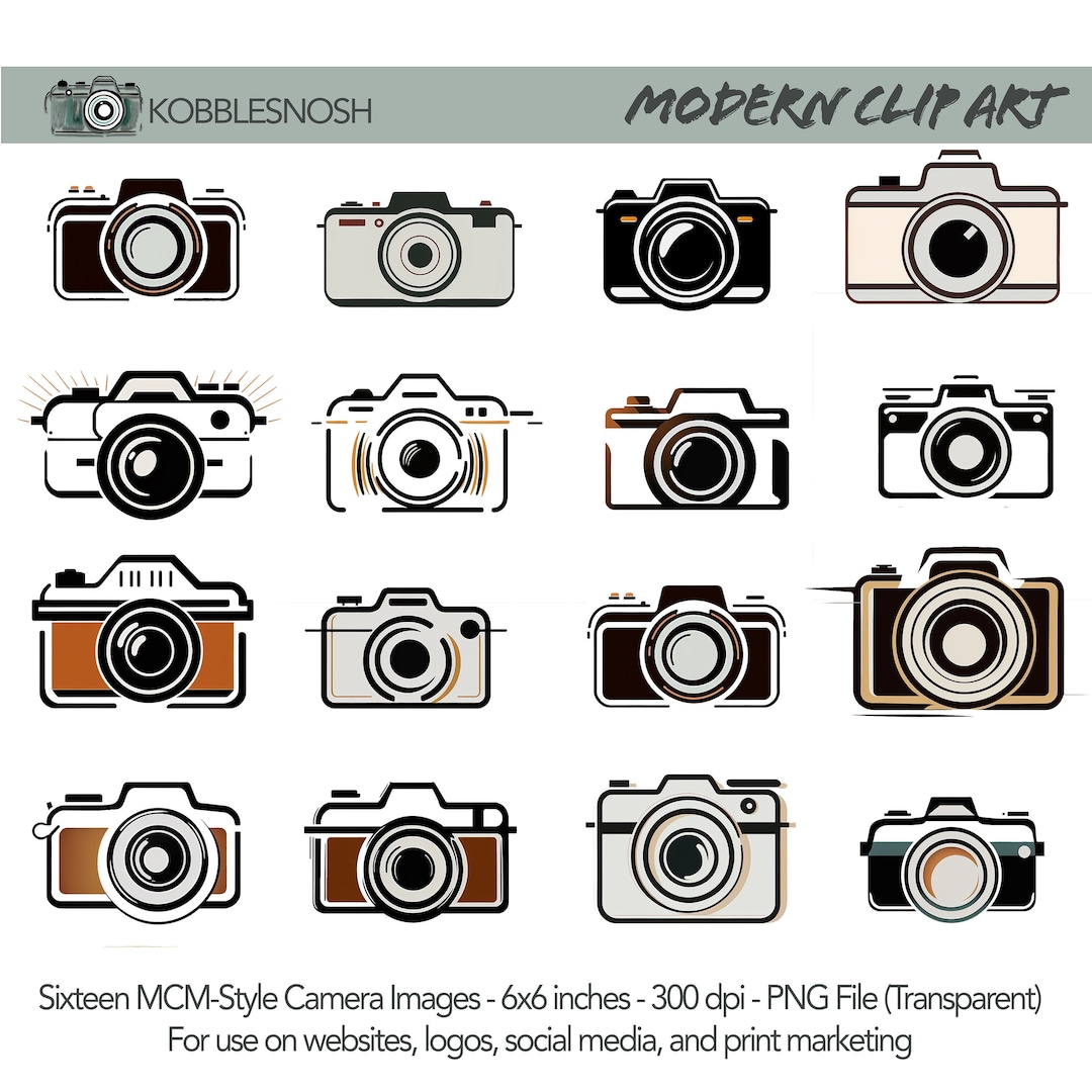 Camera Clip Art PNG Files - Edgy, Mid-century Modern Style - Personal ...
