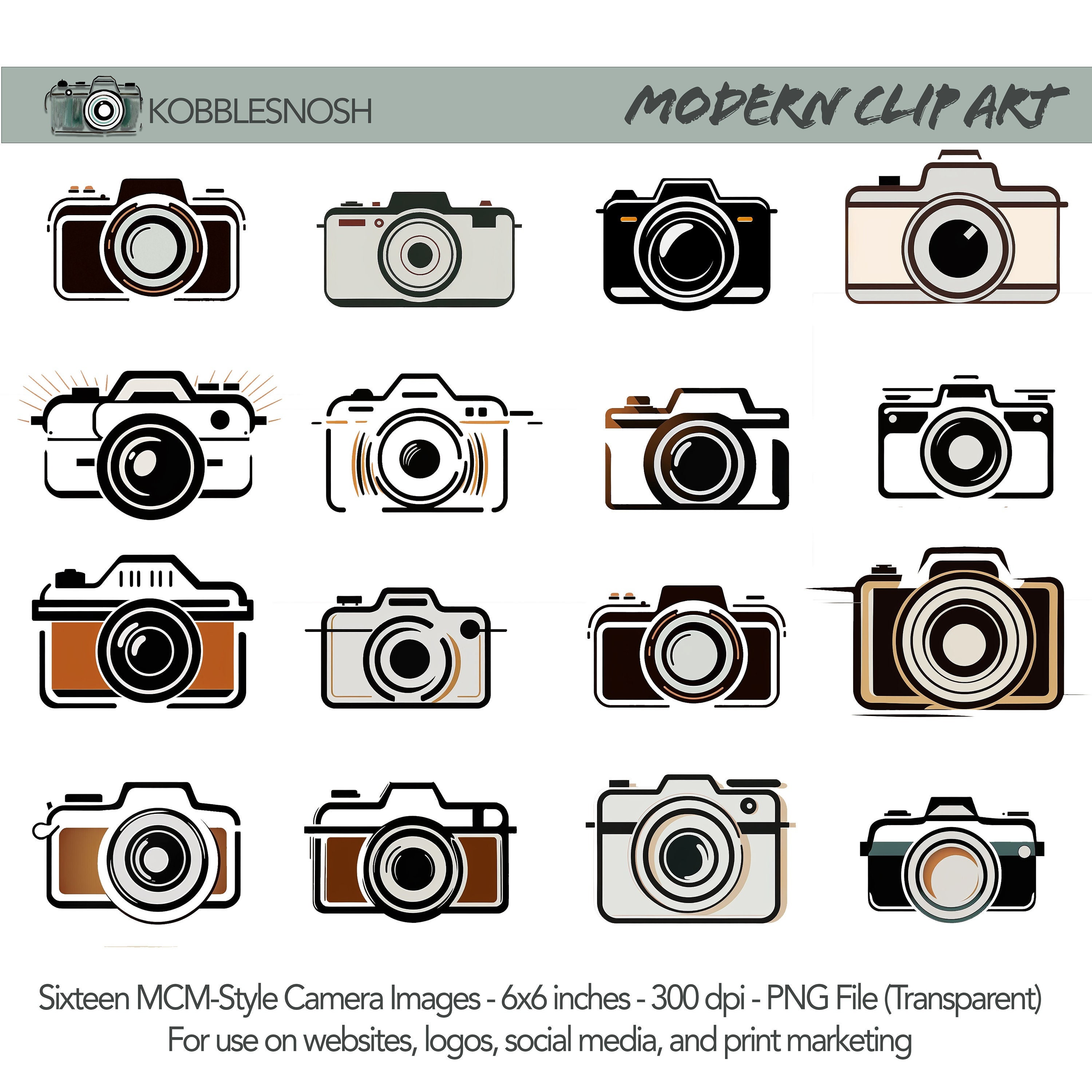 Camera Clip Art PNG Files - Edgy, Mid-century Modern Style - Personal ...