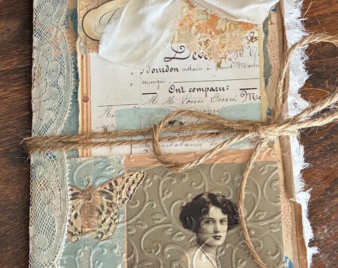 Handmade Blue Junk Journal Vintage Document Style Junk Journal With ...