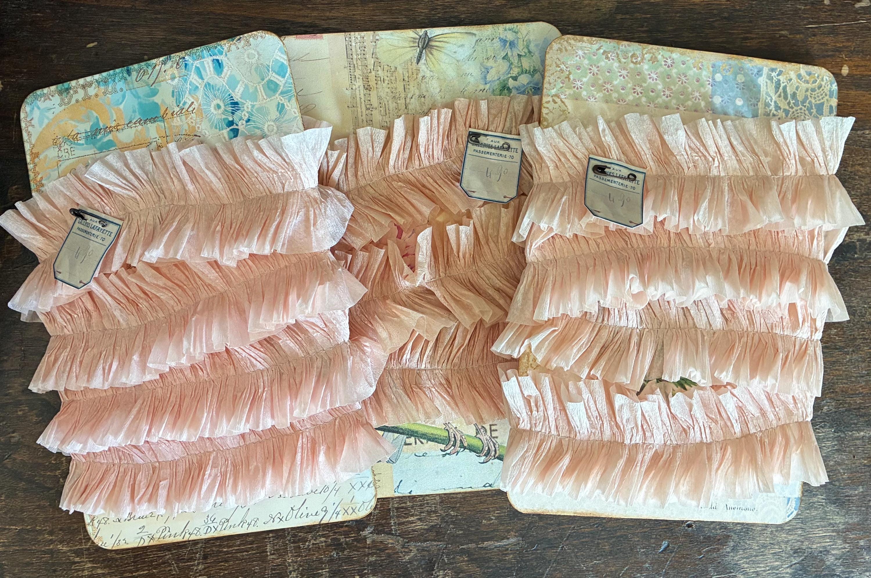One Yard of Handmade Light Dusty Pink Crepe Paper Ruffles. Junk Journal ...