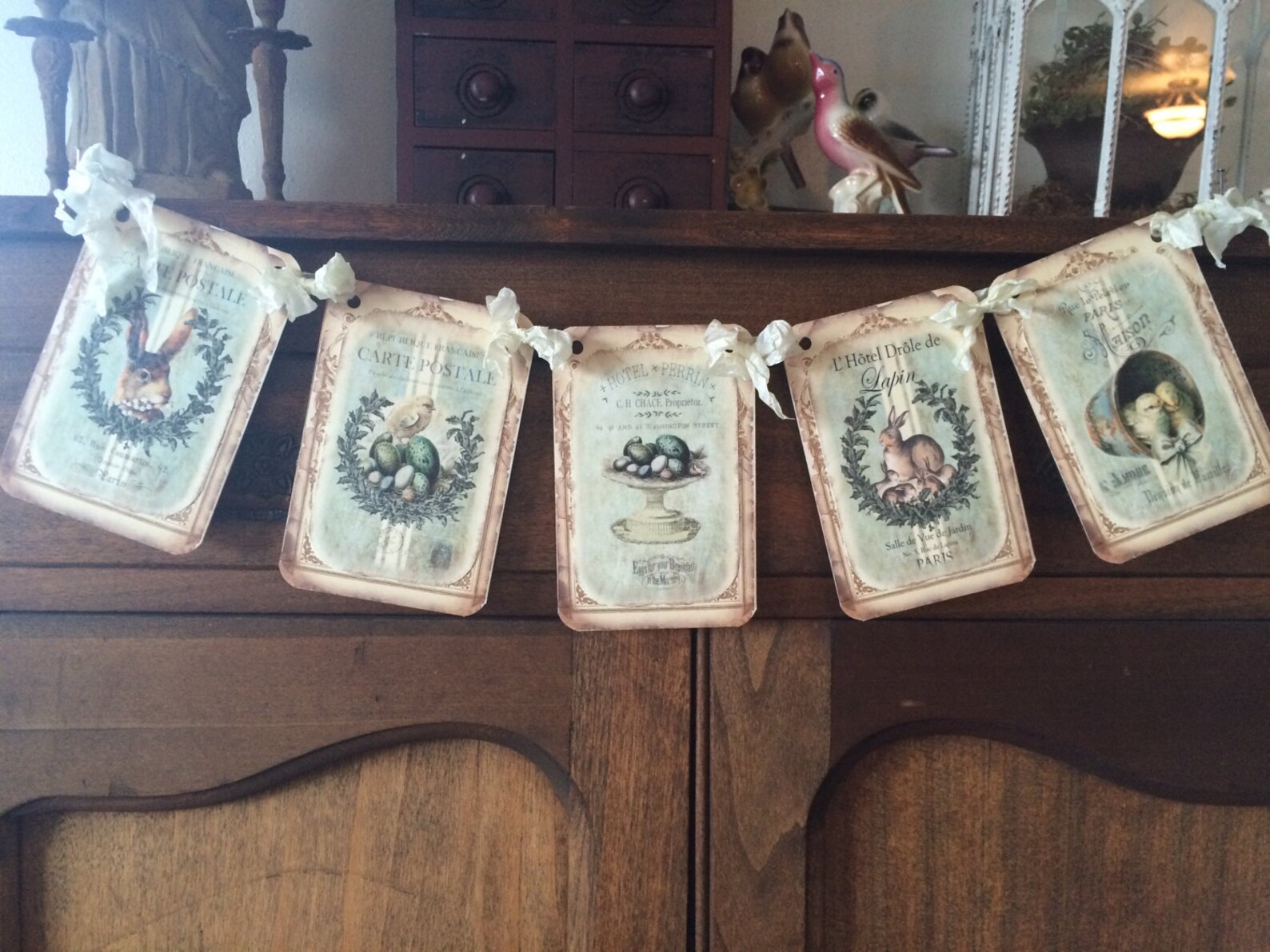 Vintage Rabbit and Chick Spring Banner Easter Bunny and Chick - Etsy