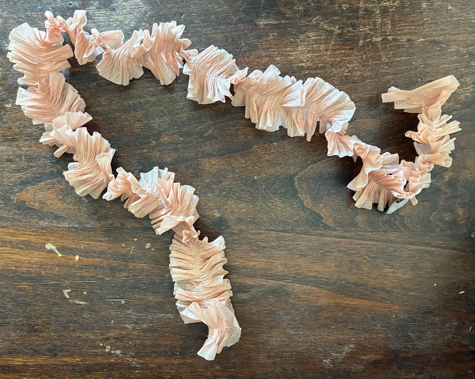 One Yard of Handmade Light Dusty Pink Crepe Paper Ruffles. Junk Journal ...