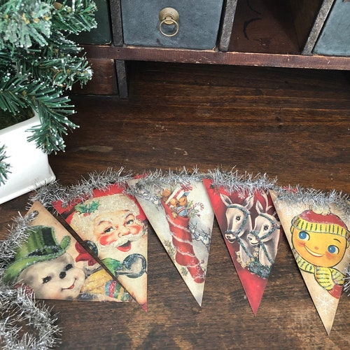 Vintage Style Christmas Banner Christmas Garland Christmas - Etsy