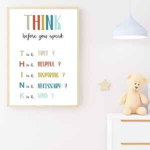 Think Before You Speak, Classroom Rules Printable, Positive Classroom ...