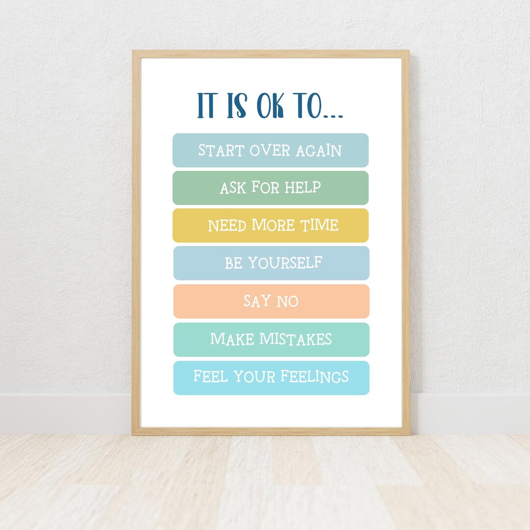 It is Ok to Poster, Educational Wall Art, Be Yourself, Playroom Wall ...