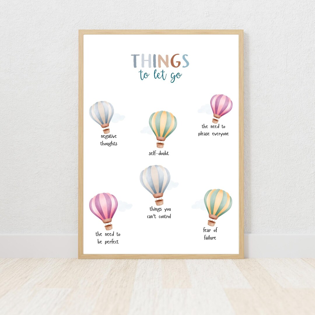 Things to Let Go, Hot Air Balloon Decor, Coping Skills Poster, Therapy ...