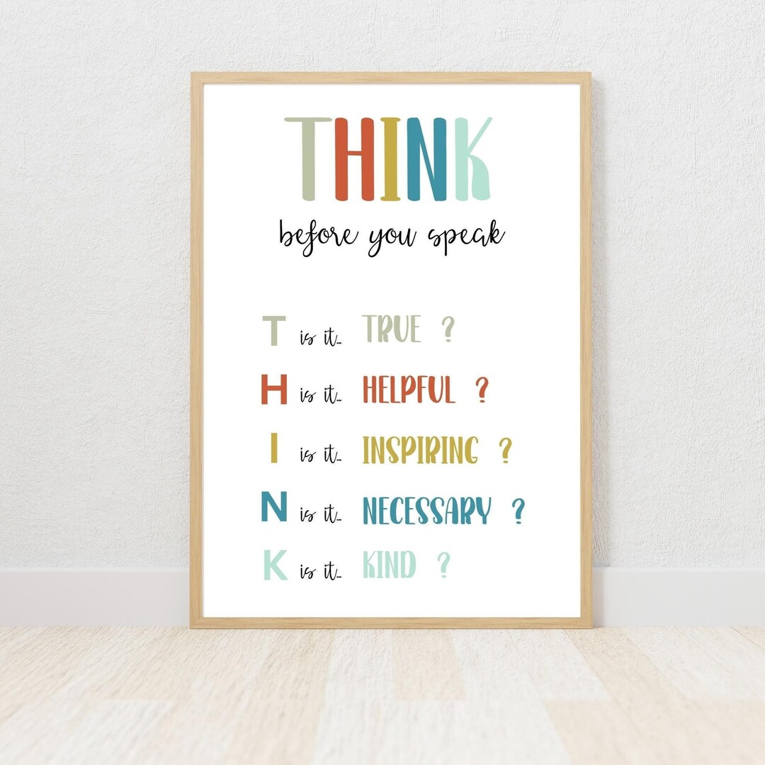 Think Before You Speak, Classroom Rules Printable, Positive Classroom ...