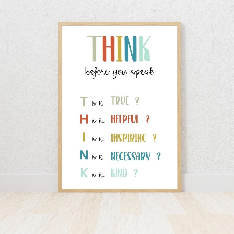 Think Before You Speak, Classroom Rules Printable, Positive Classroom ...