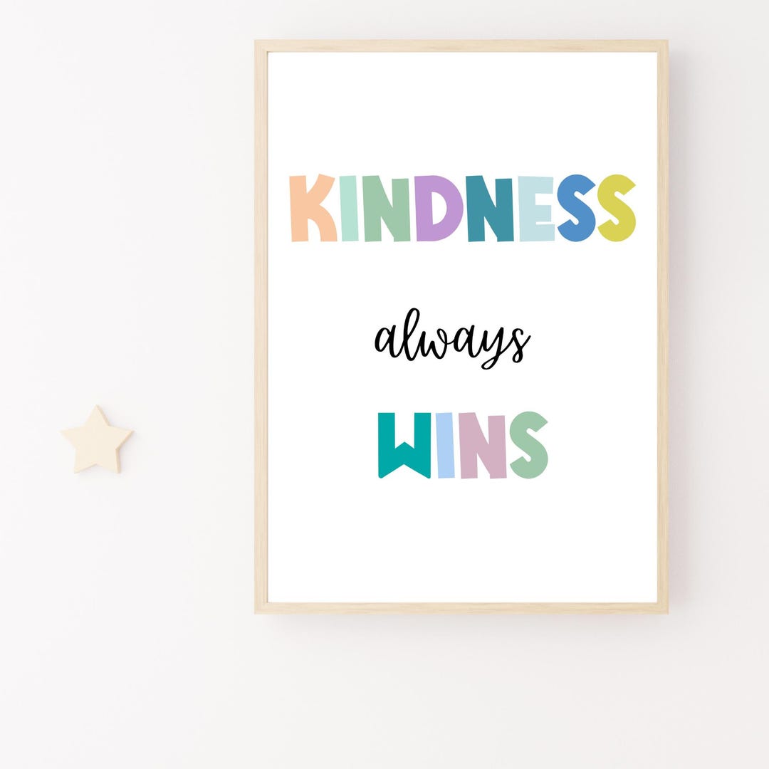 Kindness Always Wins, Affirmations Poster, Classroom Decor, Playroom ...