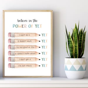 The Power of yet Poster Boho Classroom Mental Health Poster School ...