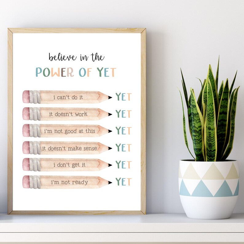 The Power of yet Poster Boho Classroom Mental Health Poster School ...