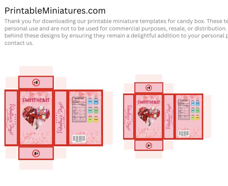 Printable MINI Valentine Candy Box - DIY Dollhouse Printable 1:12 - Etsy