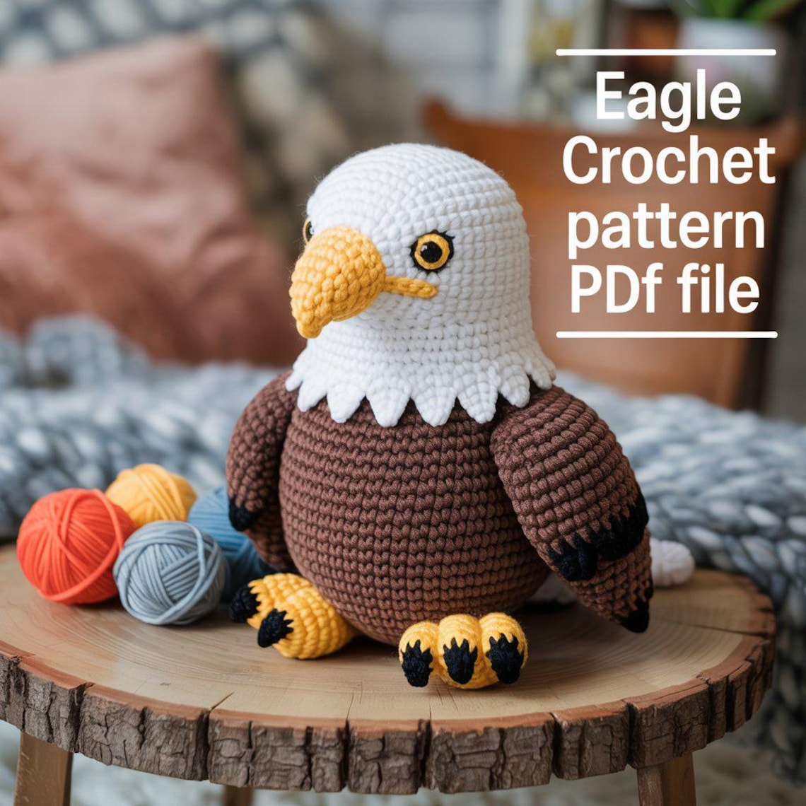 Bald Eagle Crochet Pattern PDF | Amigurumi Eagle Plush Tutorial ...