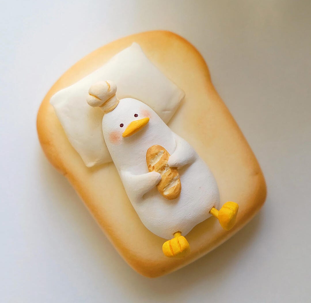Clay Bread Duck Figure/relax Duck Clay Creation/handmade Cute Clay Duck ...