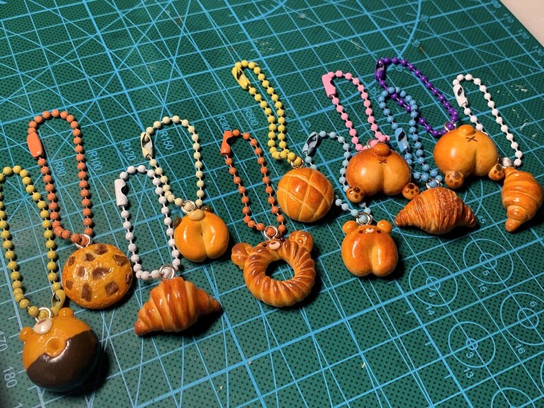 Clay Kawaii Bread Charms/cute Clay Bear Bread Keychain/handmade Cute ...