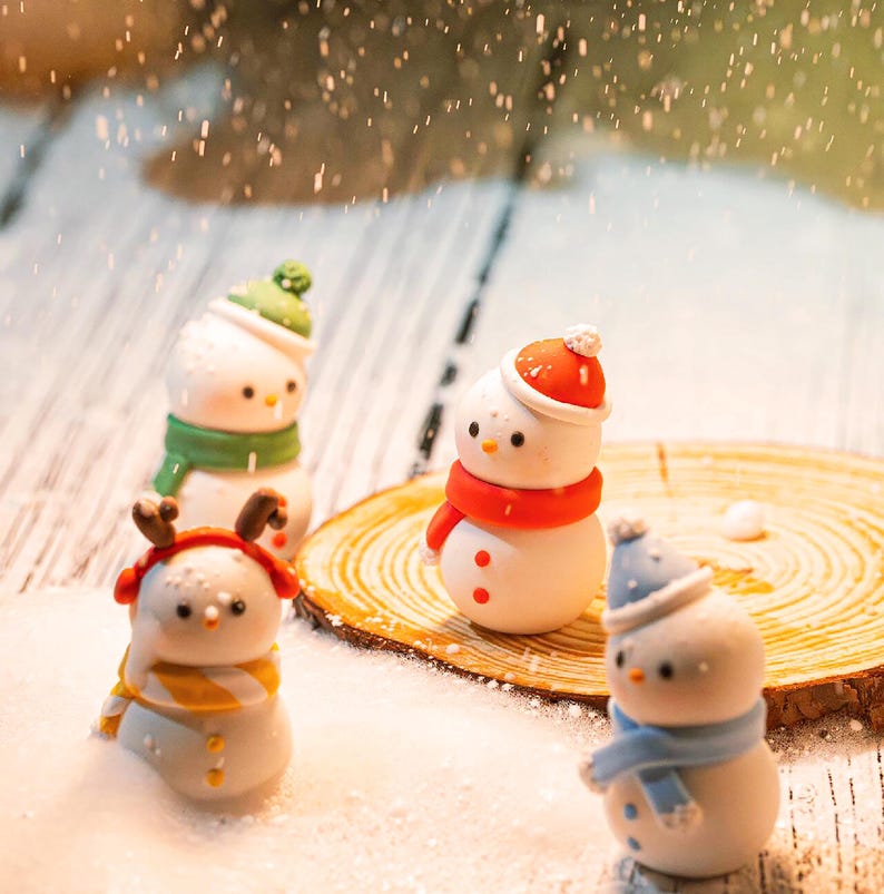 Clay Snowman Clay Figurines Set, Cute Christmas Gift, Winter Desk Decor ...