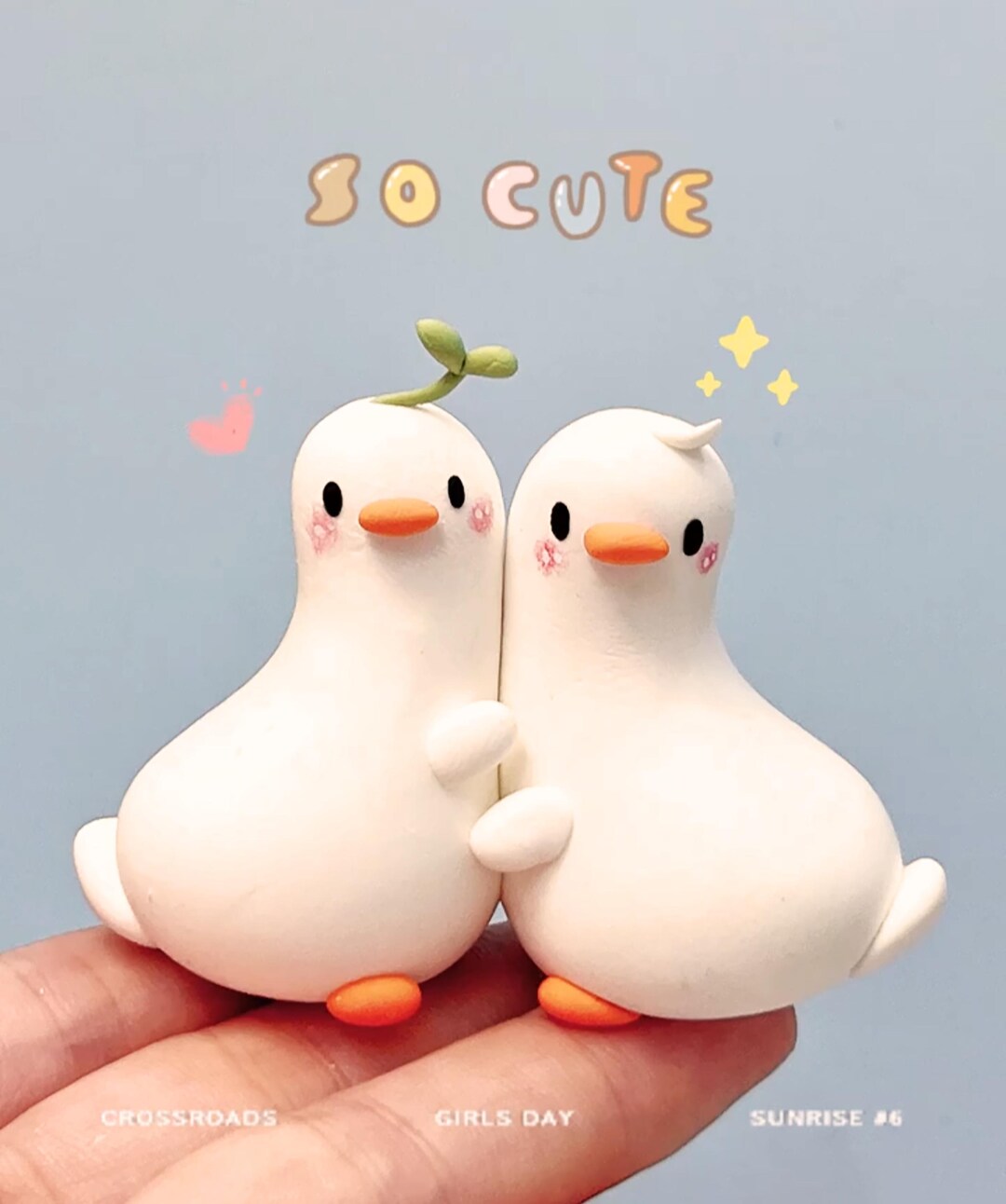 Hugging Duck Duo/clay Desk Buddy/cute Air Dry Clay Figurine/handmade ...
