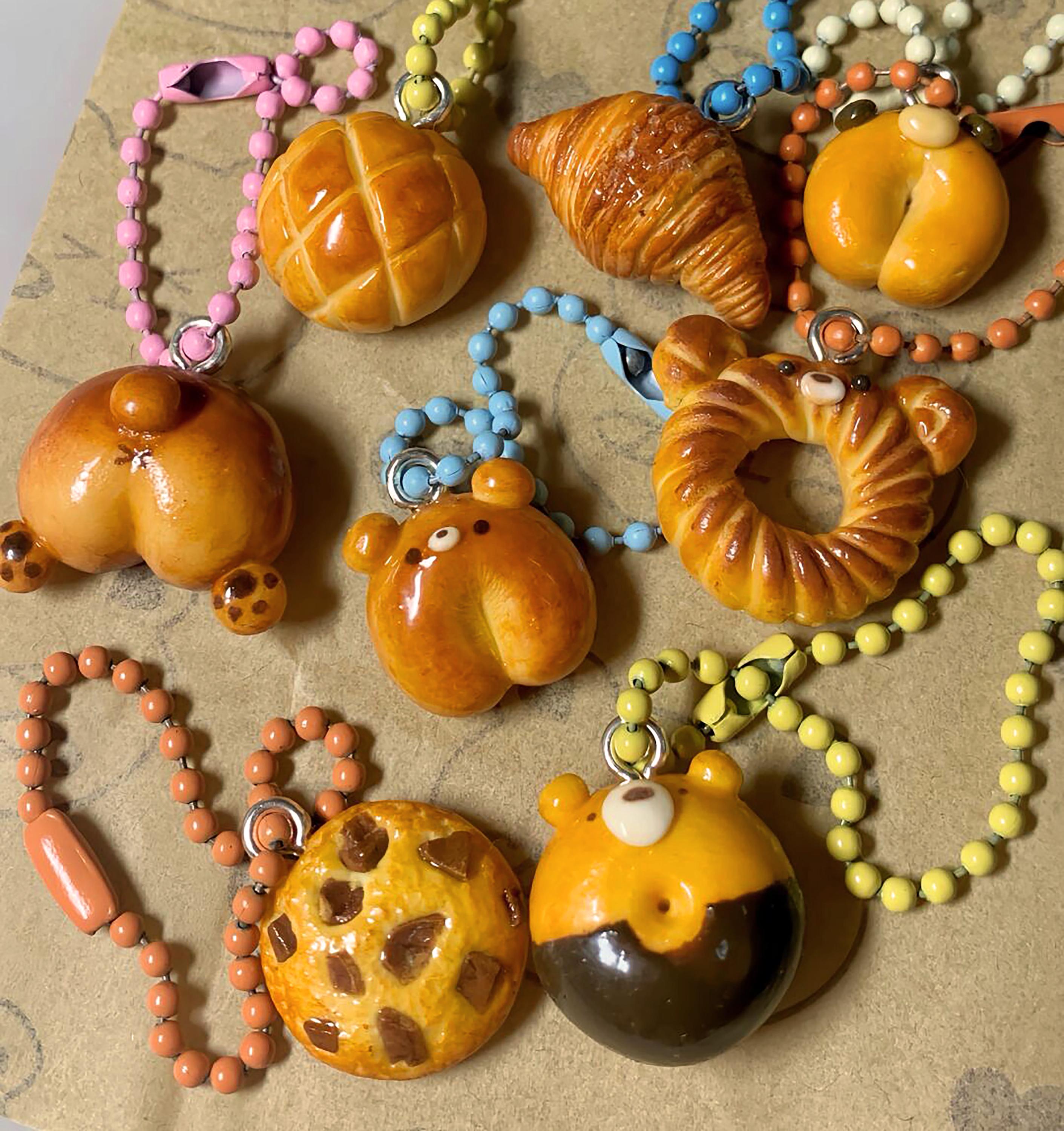 Clay Kawaii Bread Charms/cute Clay Bear Bread Keychain/handmade Cute ...